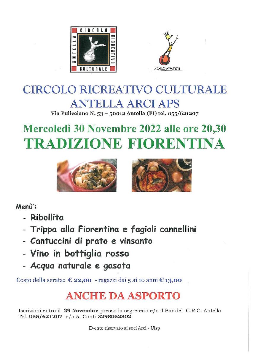 Crc Antella, cena "tradizione fiorentina"